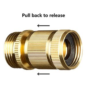 KECOFLY Garden Hose Quick Connect Solid Brass Quick Connector Male and Female Garden Hose ...
