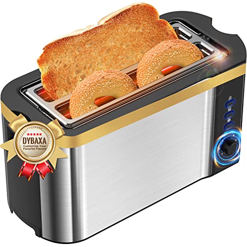 DyBaxa 4 Slice Stainless Steel Long Slot Toaster - Bagel