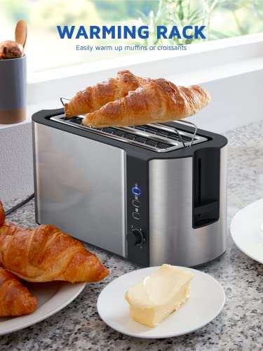 DyBaxa 4 Slice Stainless Steel Long Slot Toaster - Bagel