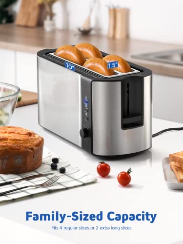 DyBaxa 4 Slice Stainless Steel Long Slot Toaster - Bagel