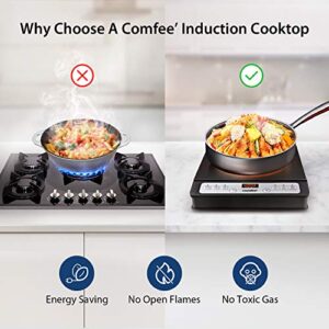 COMFEE’ 1800W Digital Electric Portable Induction Cooktop Countertop ...