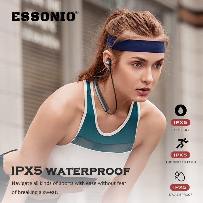 ESSONIO Neckband Bluetooth Headphones | ANC & Waterproof