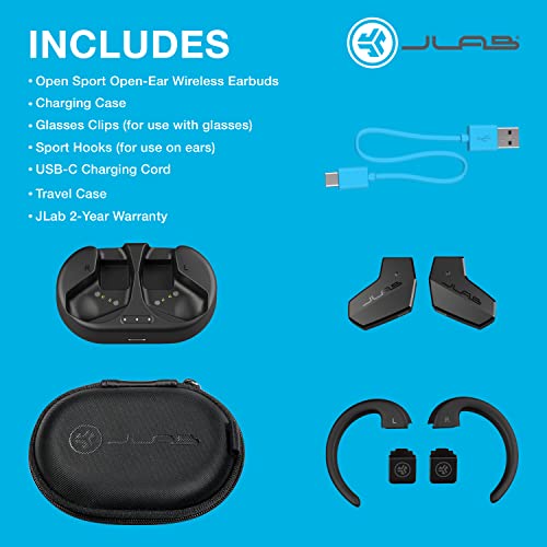 JLab Open Sport Open-Ear Earbuds | Safe, Secure Fit for Sport