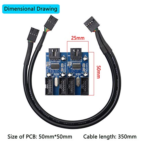 Motherboard USB 9 Pin Header Hub Male 1 to 2/4 Female USB 2.0 Splitter ...