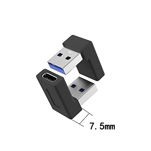 Right Angle USB A to USB C Adapter 5Gbps - 2 Pack
