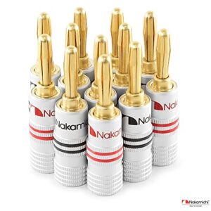 Nakamichi Excel Series 24k Gold Plated Banana Plug 12 AWG - 18 AWG Gauge Size 4mm for Speakers ...