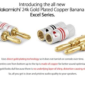 Nakamichi Excel Series 24k Gold Plated Banana Plug 12 AWG - 18 AWG Gauge Size 4mm for Speakers ...