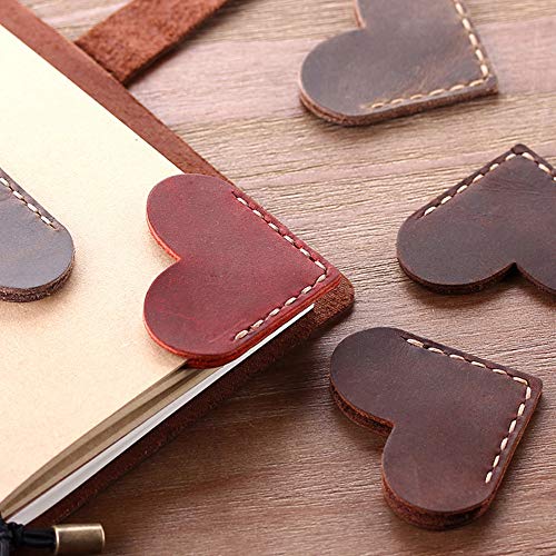 Vintage Leather Heart Bookmark Page Corner, Double Leather Heart ...