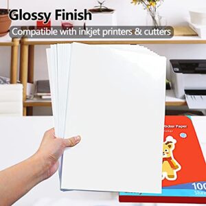 Printable Vinyl Glossy Sticker Paper for Inkjet Printer 100 Sheets ...