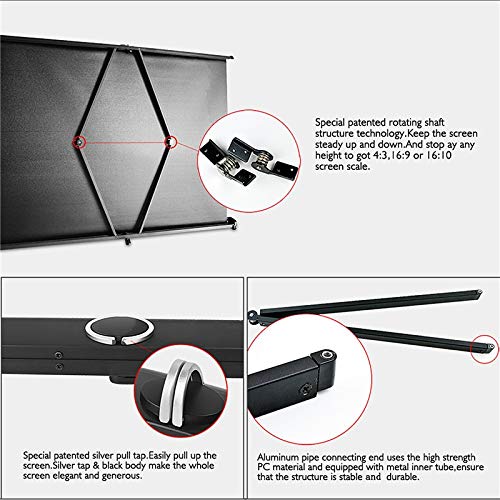 VIBY Portable Manual Pull Up Projector Screen - 40/50 inch