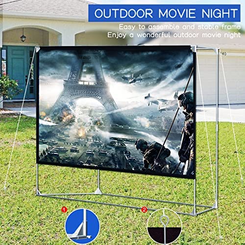 Projector Screen and Stand 150 inch 16:9 HD 4K Large Outdoor Projector ...