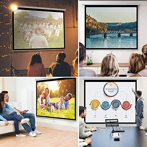 VIVOHOME 120 Inch Manual Pull Down Projector Screen, 1:1 HD Retractable ...