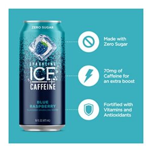 Sparkling Ice +Caffeine Blue Raspberry Sparkling Water, with ...