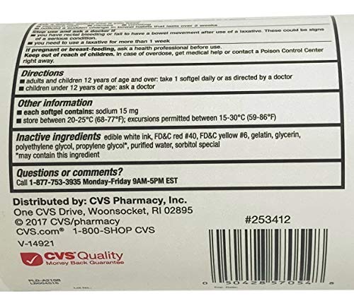CVS Health Extra Strength Stool Softener Docusate Sodium Softgels 250 ...