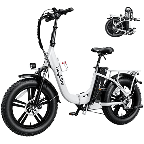 Heybike Ranger Electric Bike for Adults Foldable 20" x 4.0 Fat Tire Step-Thru Electric Bicycle ...