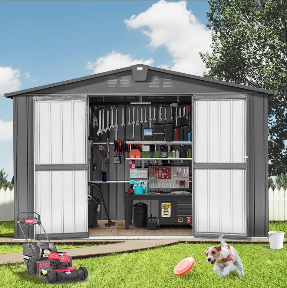 Domi Backyard Storage Shed 9.8’ x 7.9’ with Galvanized Steel Frame ...