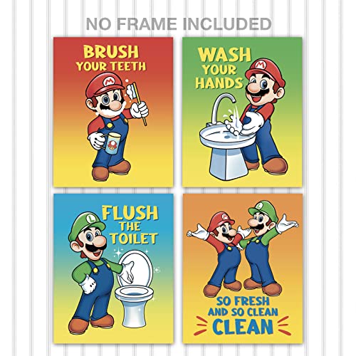 SWITHOM Super Mario Bathroom Wall decor - Unframed Boy's Bathroom Decor ...