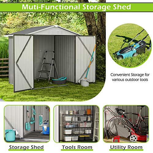 TOLEAD Metal Outdoor Storage Shed 6' x 4', Outside Storage House with ...