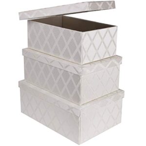 Decorative Storage Boxes with Lids – Set of 3 - Hard Thick Cardboard ...