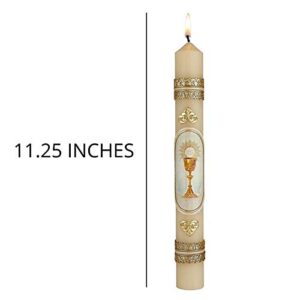 First Holy Communion Hand Decorated Taper Candle with Chalice and Host ...