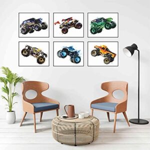 Monster Truck Posters For Boys Room, Set Of 6 Wall Art (UNFRAMED 8"x10 ...