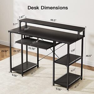 NOBLEWELL Computer Desk with Storage Shelves, 47 inch Home Office Desk ...