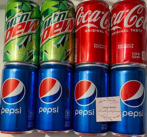 Pepsi Mini Cans, Coca Cola Mini Cans, and Mountain Dew Mini Cans, 8 ...
