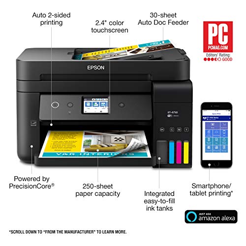 Epson WorkForce ET-4750 EcoTank Wireless Color All-in-One Supertank ...