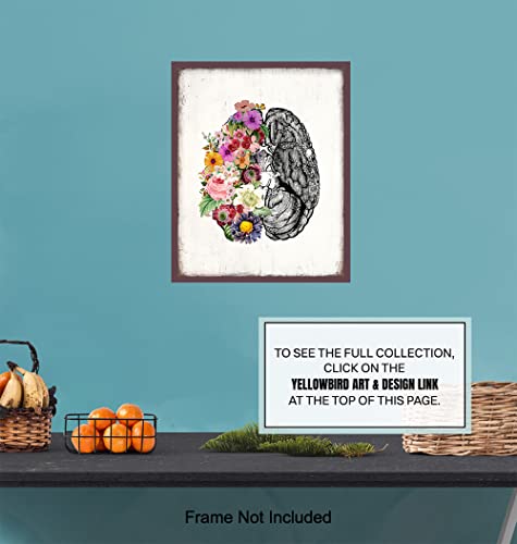 Flower Brain Wall Art & Decor - Vintage Human Anatomy Poster 8x10 ...