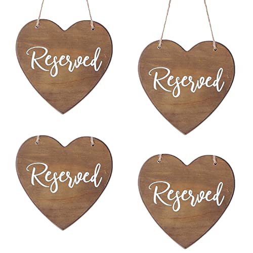 BAYSBAI Hanging Reserved Signs Pack of 4, Heart-Shaped Wooden Reserved ...