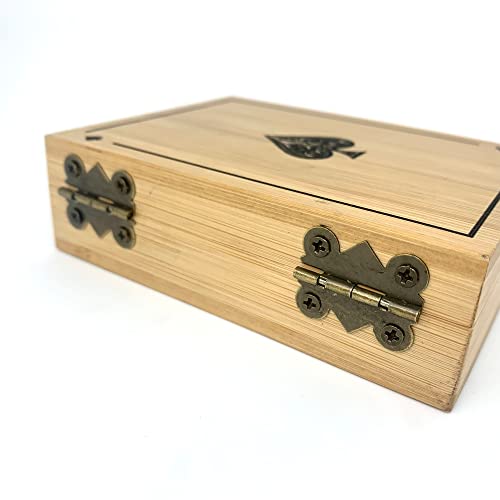 Bamboo Cards Storage Box, Wooden playing cards case with magnetic Lid ...