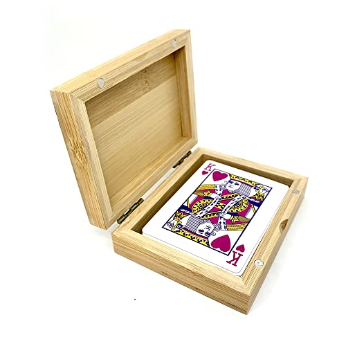 Bamboo Cards Storage Box, Wooden playing cards case with magnetic Lid ...