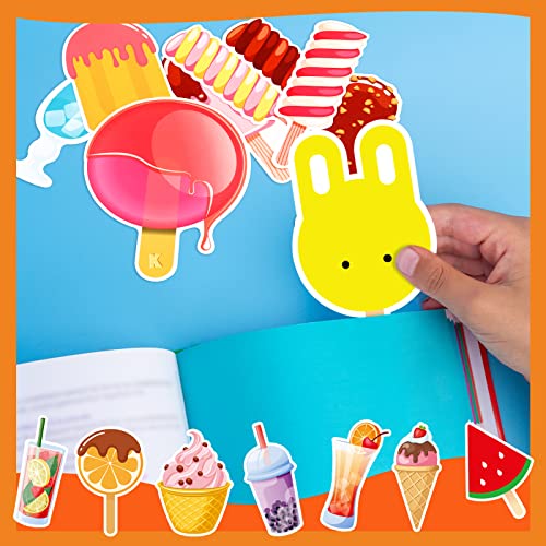 120 Pieces Summer Bookmarks for Kids Summer Ice Cream and Cold Drink ...
