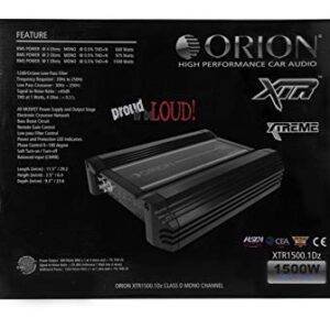 Orion XTR1500.1DZ Monoblock Class D High Performance Amplifier with Remote Subwoofer Control ...