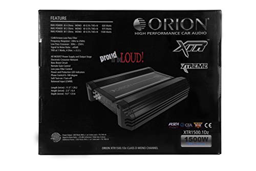 Orion XTR1500.1DZ Monoblock Class D High Performance Amplifier with Remote Subwoofer Control ...