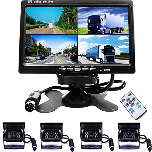 Camecho Vehicle Backup Camera 7 Inch 4 Split Monitor+ 4 Cameras with ...