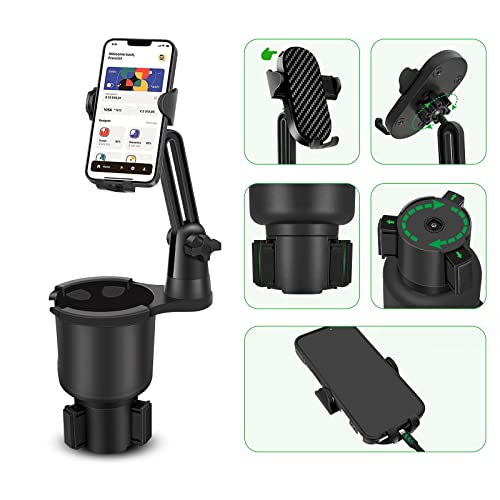 Cup Holder Phone Mount, Car Cup Holder Expander Adapter with Offset ...