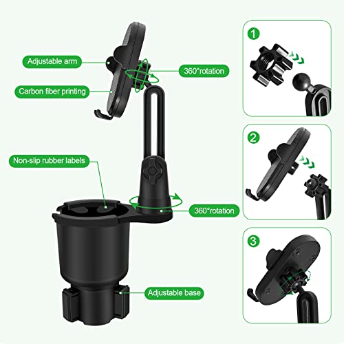 Cup Holder Phone Mount, Car Cup Holder Expander Adapter with Offset ...