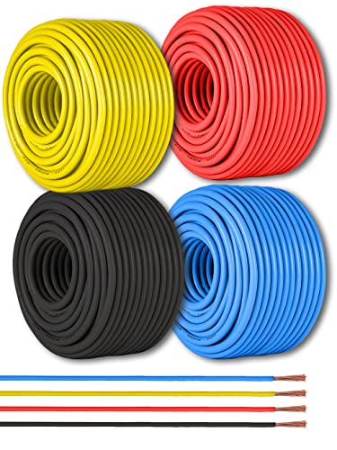 GS Power 12 Gauge Electrical Wire - 4 Pack Color Combo Low Voltage ...