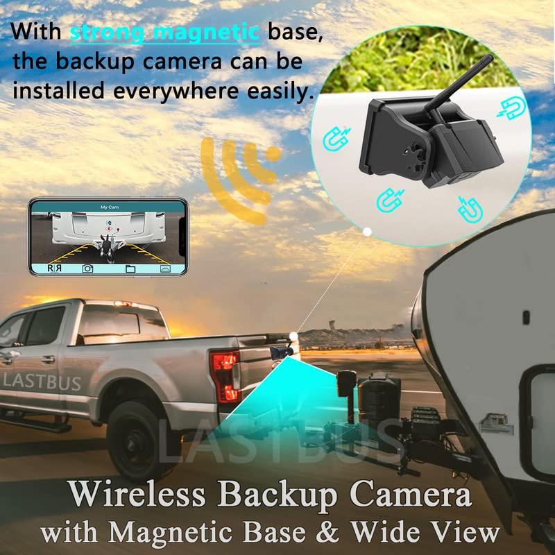 Magnetic Wireless Backup Camera - LASTBUS Rechargeable Magnetic WiFi ...