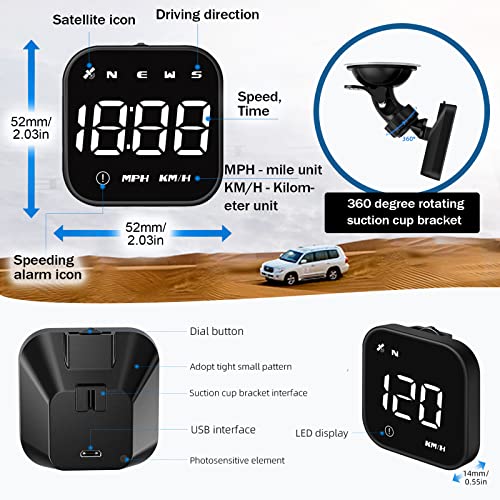 Head Up Display Car Universal Digital GPS Speedometer with Speed MPH ...