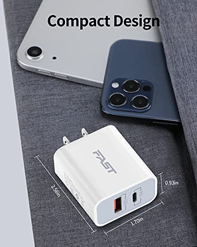 Power-7 USB C Wall Charger, 3-Pack 20W 2Port Fast USBC Charger Block ...