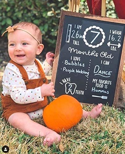 Baby Monthly Milestone Chalkboard | 12" x 16" Wood Framed Reusable ...