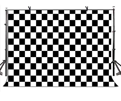 LYLYCTY 7x5ft Checkers Backdrop Black and White Racing and Checkered ...