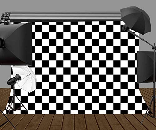 LYLYCTY 7x5ft Checkers Backdrop Black and White Racing and Checkered ...