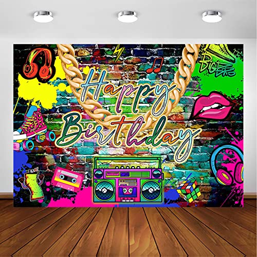Avezano Hip Hop Birthday Party Backdrop Throwback Retro Graffiti Wall ...