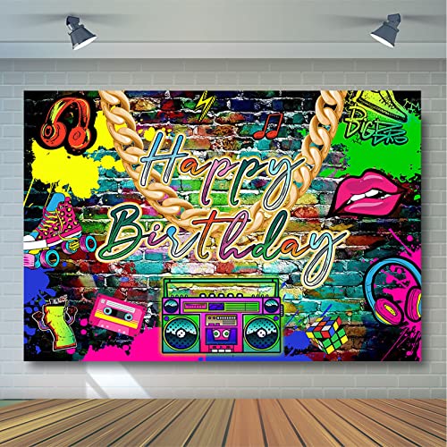 Avezano Hip Hop Birthday Party Backdrop Throwback Retro Graffiti Wall ...