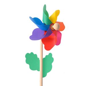 Jucoan 20 Pack Rainbow Pinwheels, 9.8 Inch Plastic Colorful Windmills ...