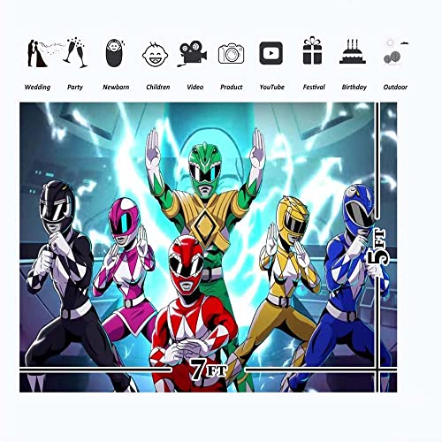 Colorwonder Green Power Ranger Backdrop 7x5 Happy Birthday Background ...