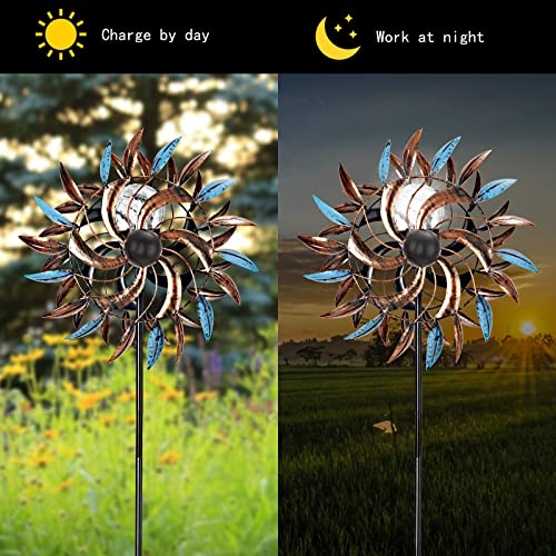 Solar Wind Spinners, Solar Wind Spinner with Metal Garden Stake, Solar ...